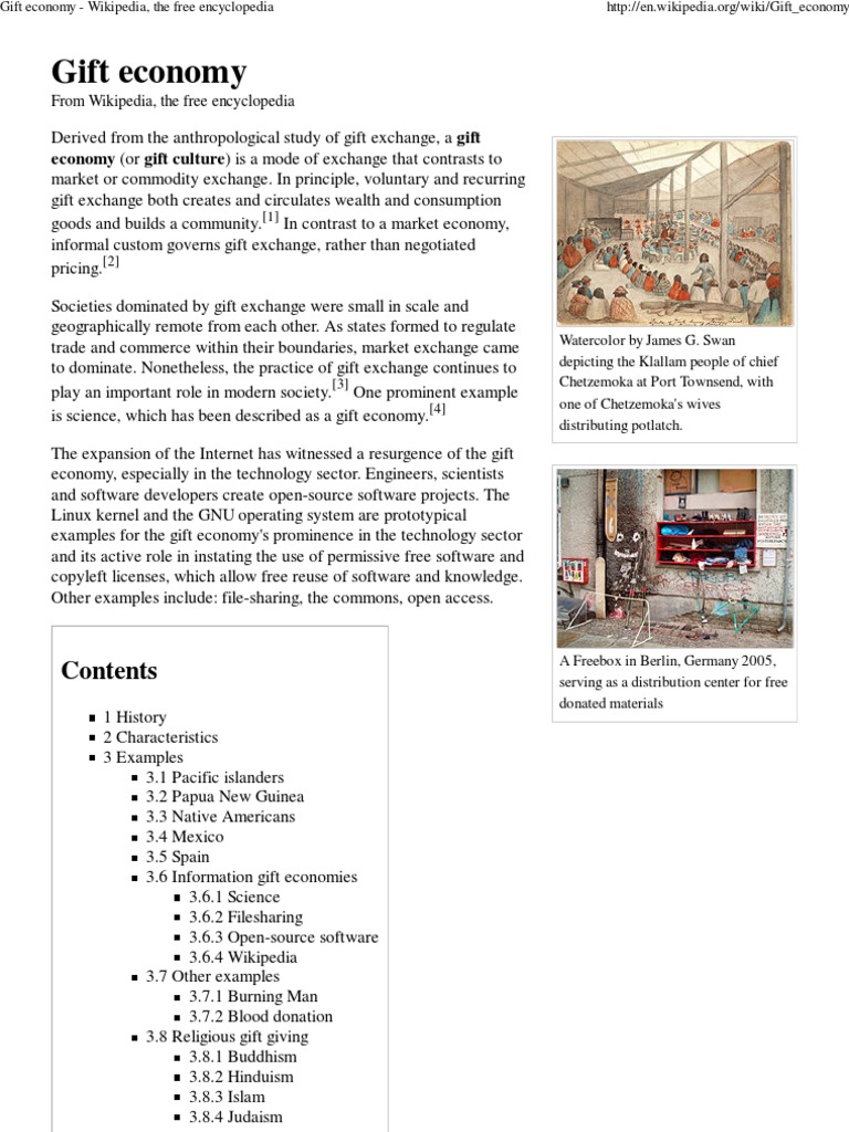 Gift Economy - Wikipedia, The Free Encyclopedia | PDF | Market ...