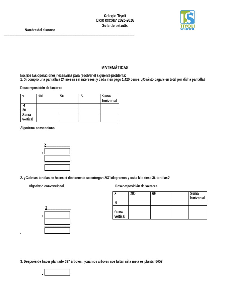 Guias de Estudio Cuarto | PDF | Matemáticas