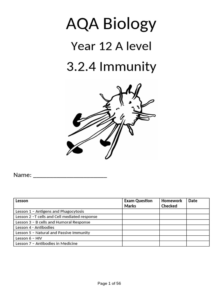 Y12 Immunity Booklet | PDF | Immune System | Phagocyte