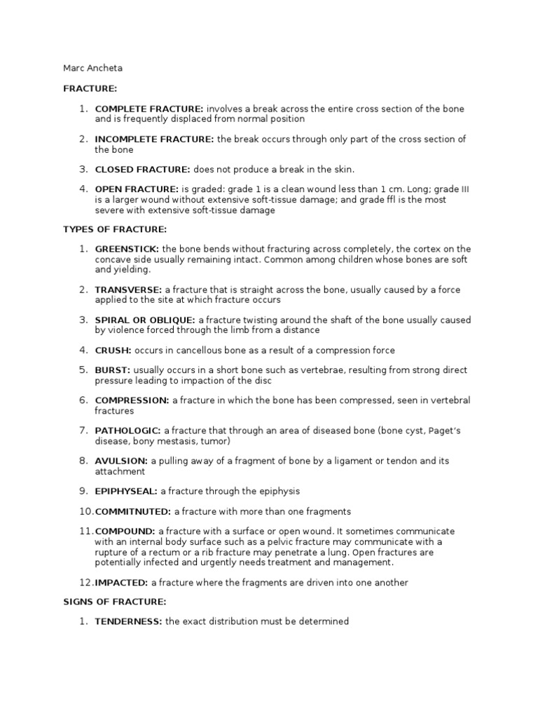 A Comprehensive Guide to Bone Fractures: Classification, Signs ...