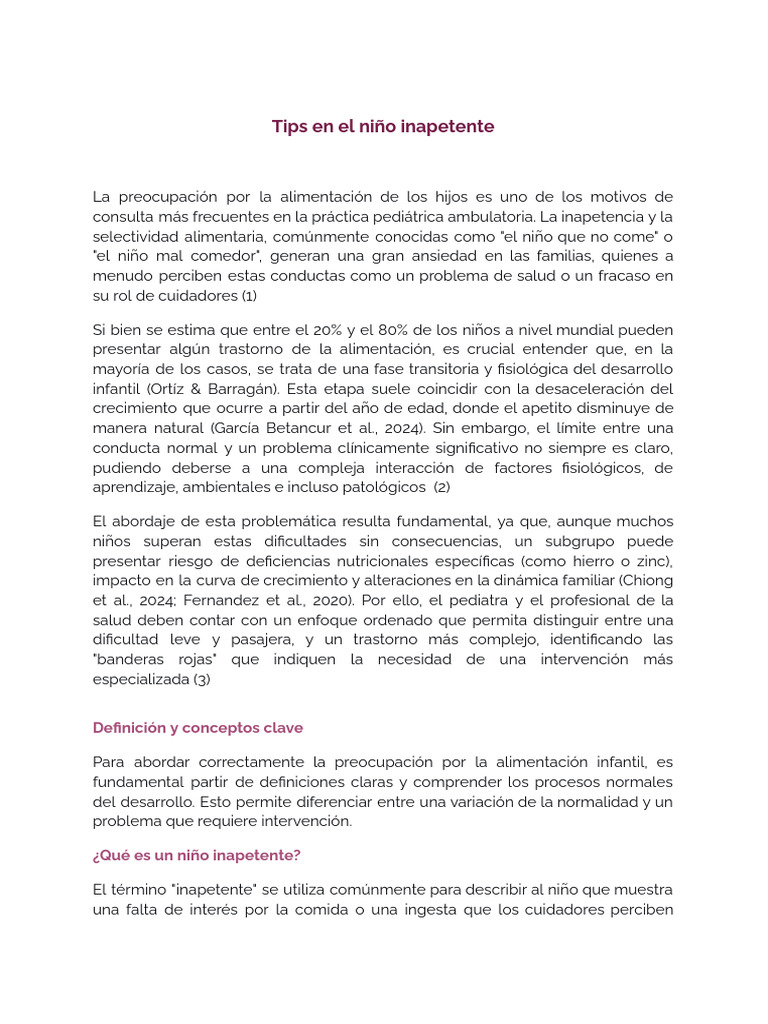 Tips en El Niño Inapetente | PDF | Alimentos | Ansiedad