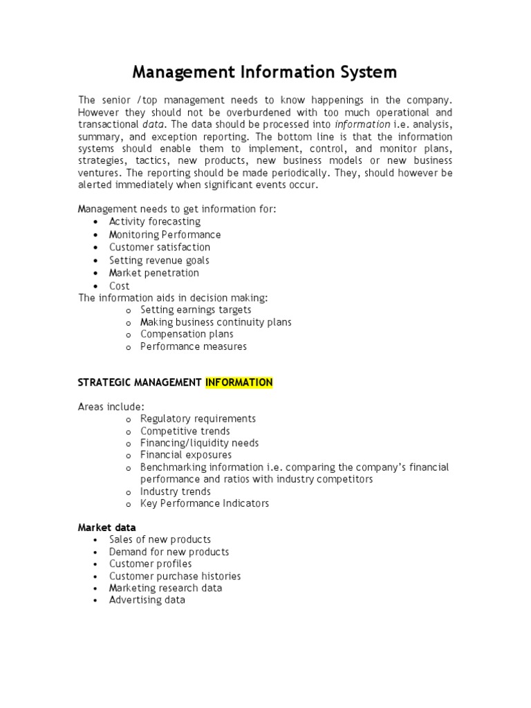 Management Information Systems Overview | PDF | Business | Finance ...