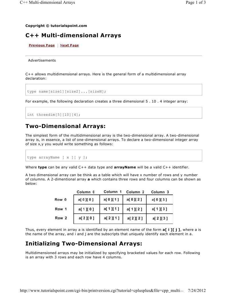Multi Dim Array Pdf Array Data Type Array Data Structure 0179