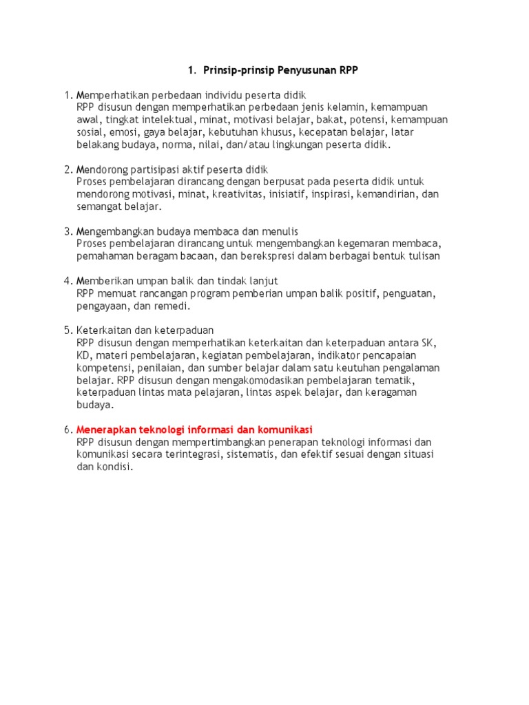 Prinsip-Prinsip Penyusunan RPP | PDF