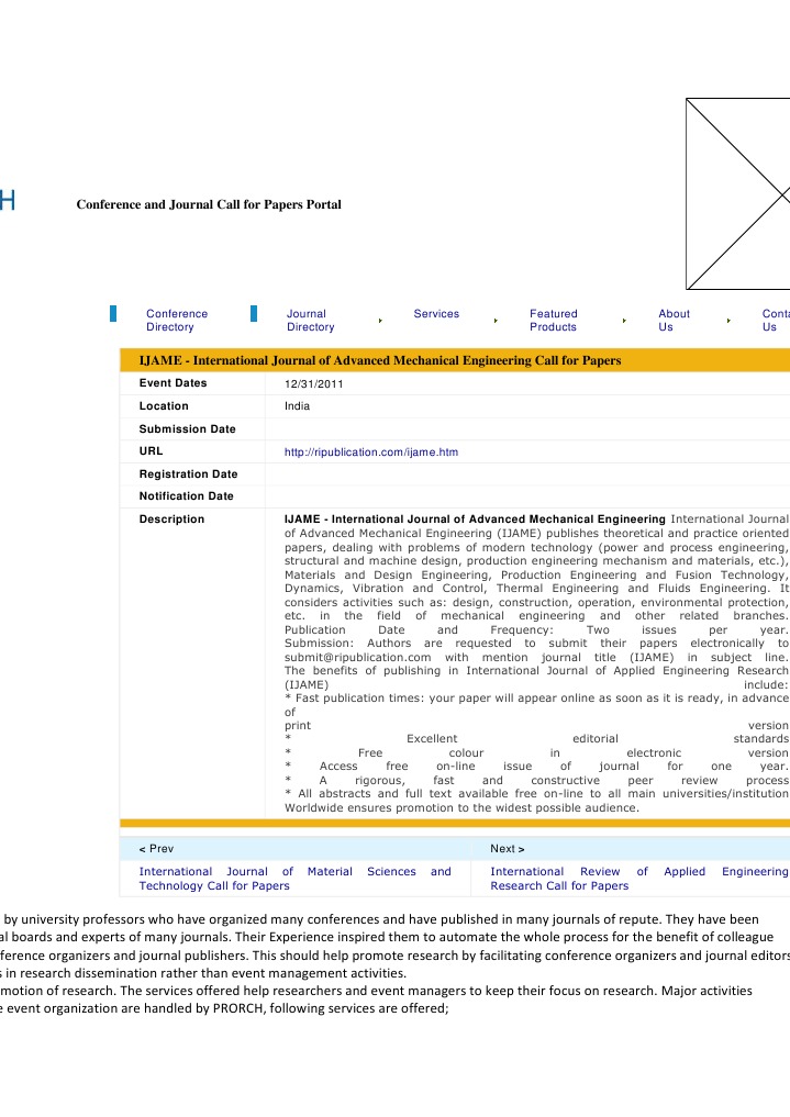 IJAME - International Journal of Advanced Mechanical Engineering Call ...