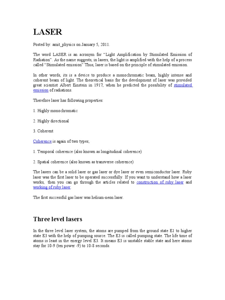 Laser Notes | PDF | Laser | Natural Philosophy