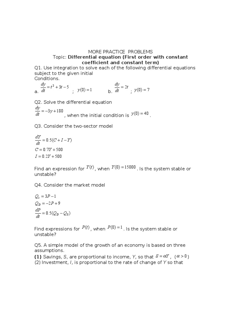Exercises From Differential Equations | PDF | Teaching Methods ...