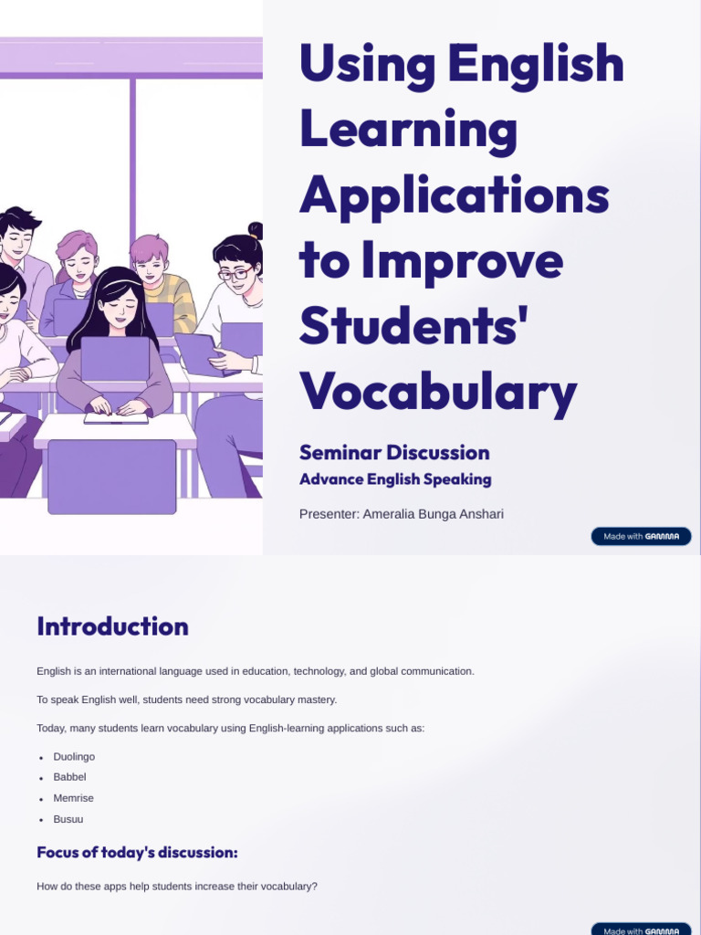 Using English Learning Applications to Improve Students Vocabulary ...