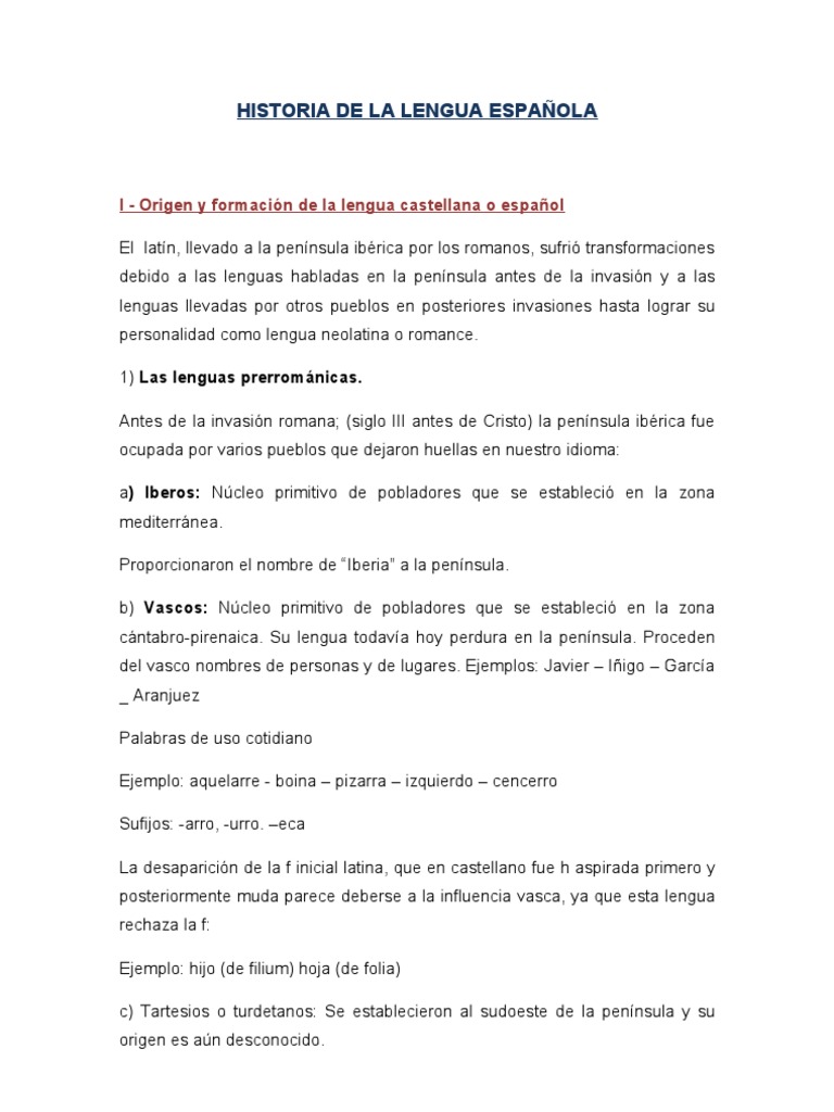 Historia de La Lengua Española | PDF | latín | Lengua española