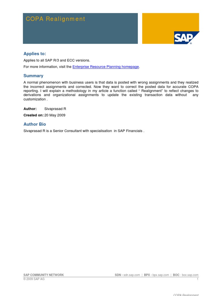 SAP COPA Realignment | Download Free PDF | Invoice | Data