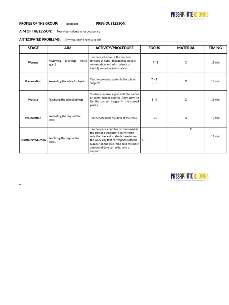 Lesson Plan Preteens 16-11-20 2 | PDF | Human Communication | Linguistics