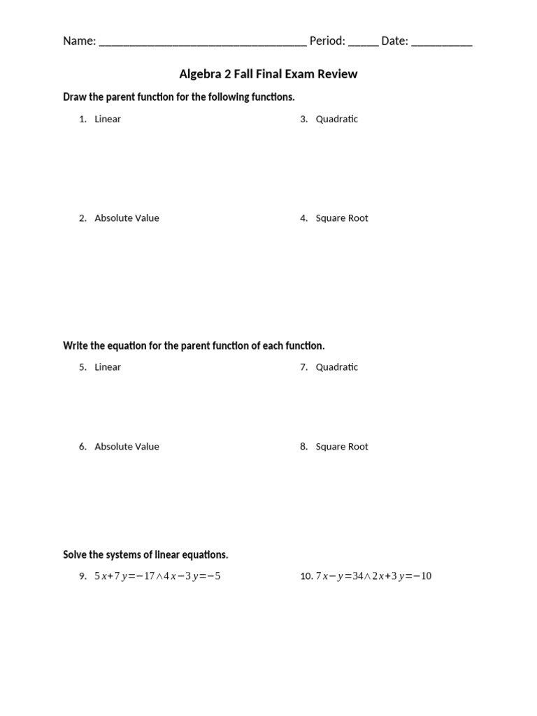 Fall Final Exam Review | PDF