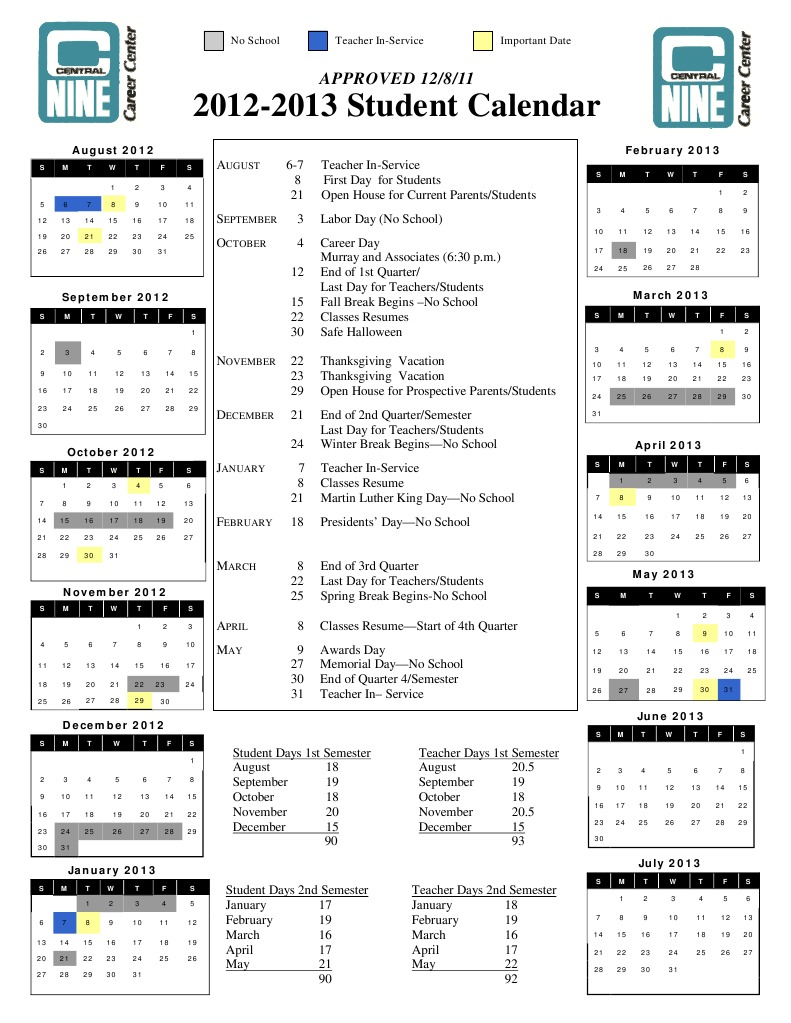 2012 2013c9calendar | PDF