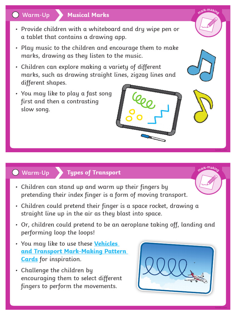 Mark Making Warm Up Cards | PDF