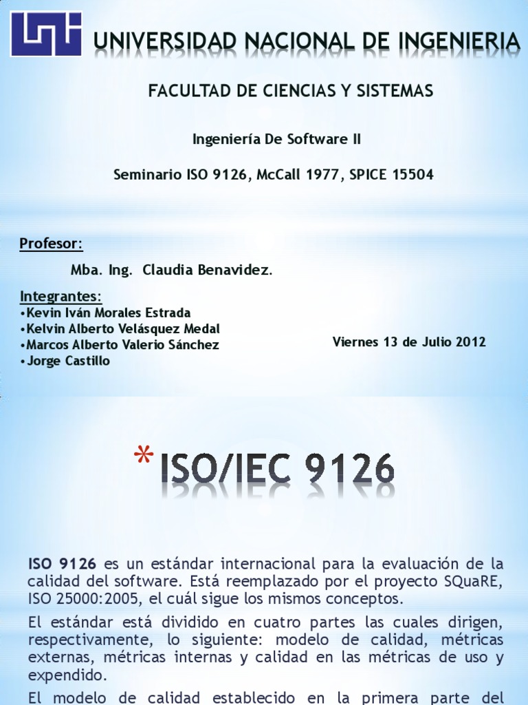 ISO 9126 | Software | Ciencia y Tecnología