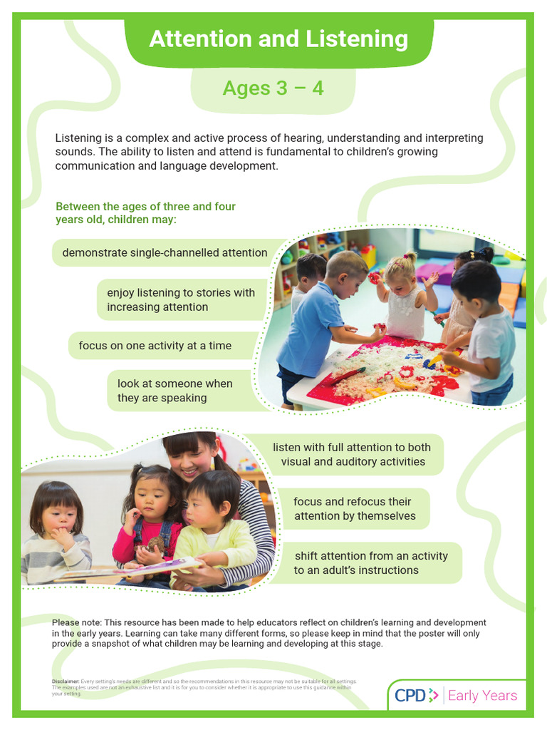 Attention and Listening Ages 3-4 Poster | PDF