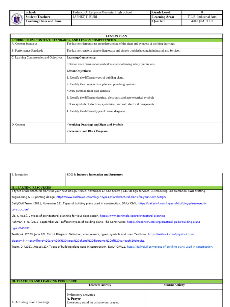 WEEK 1 LESSON PLAN | PDF