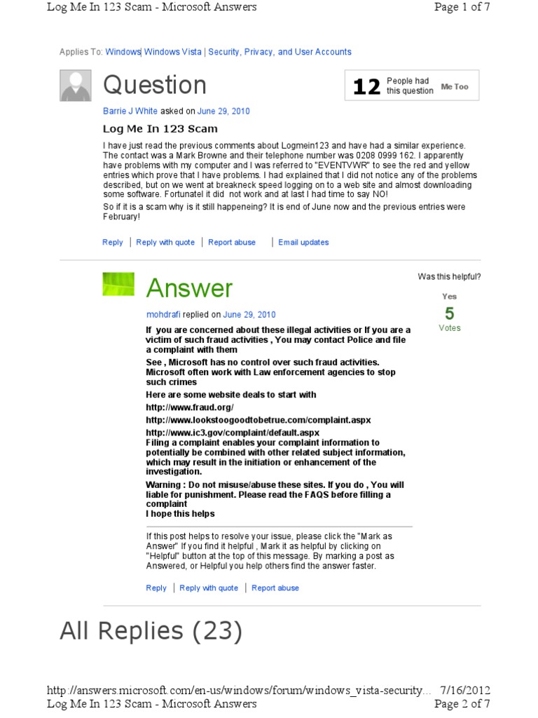 Log Me In 123 Scam - How to Avoid Computer Scams | PDF | Email | Spyware