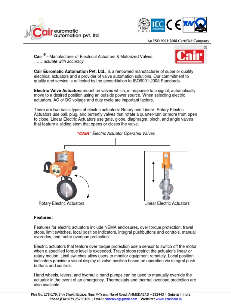 Electric Actuators | PDF | Actuator | Valve