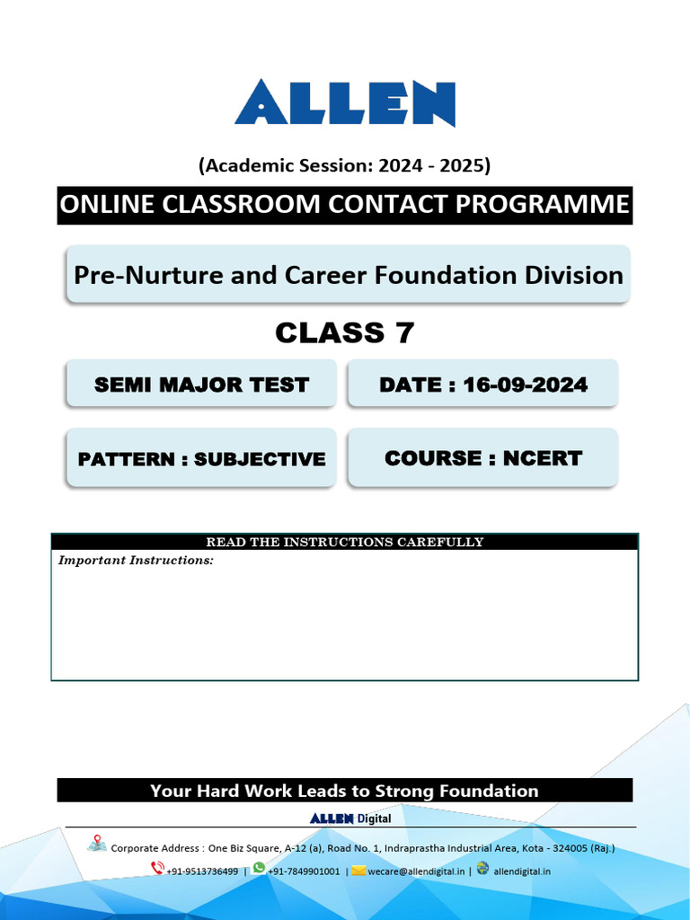 Ph-1+to+3+Semi+Major-MATHS+Cl-7 Paper | PDF | Triangle | Angle