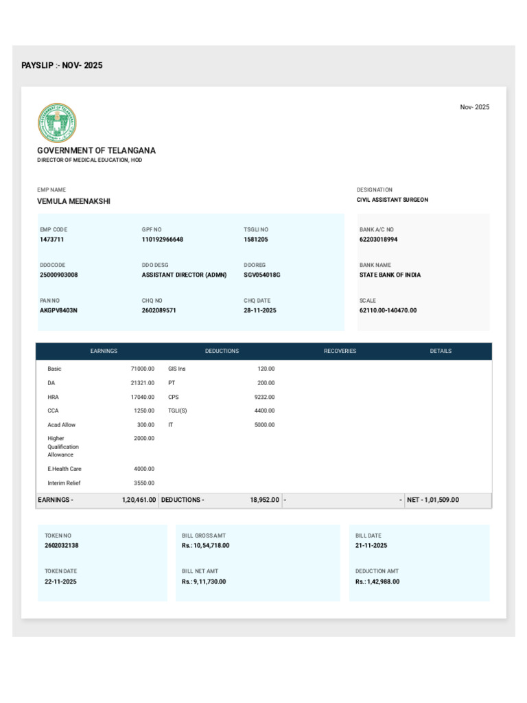Oct Employee Payslip - IFMIS | PDF