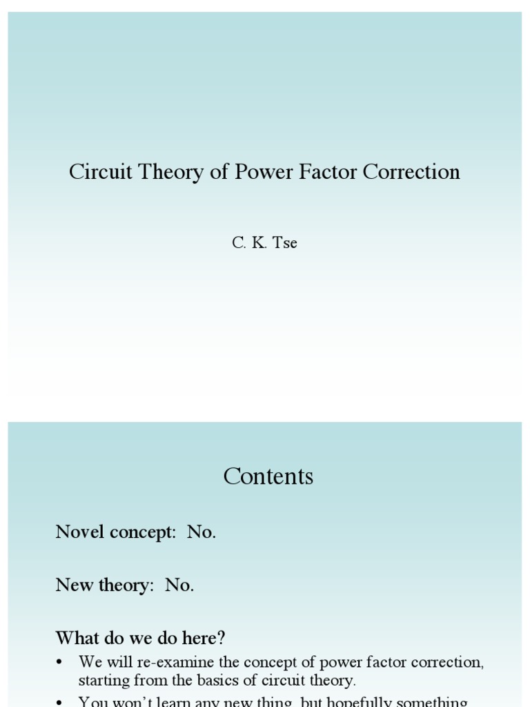 Circuit Theory of Power Factor Correction | PDF | Network Analysis ...