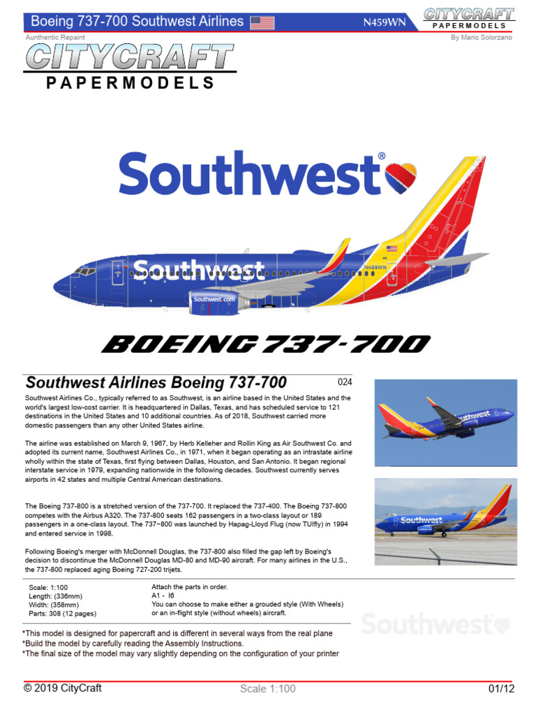 Boeing 737-700 - Southwest Airlines (Heart Livery) - 1 100 | PDF ...
