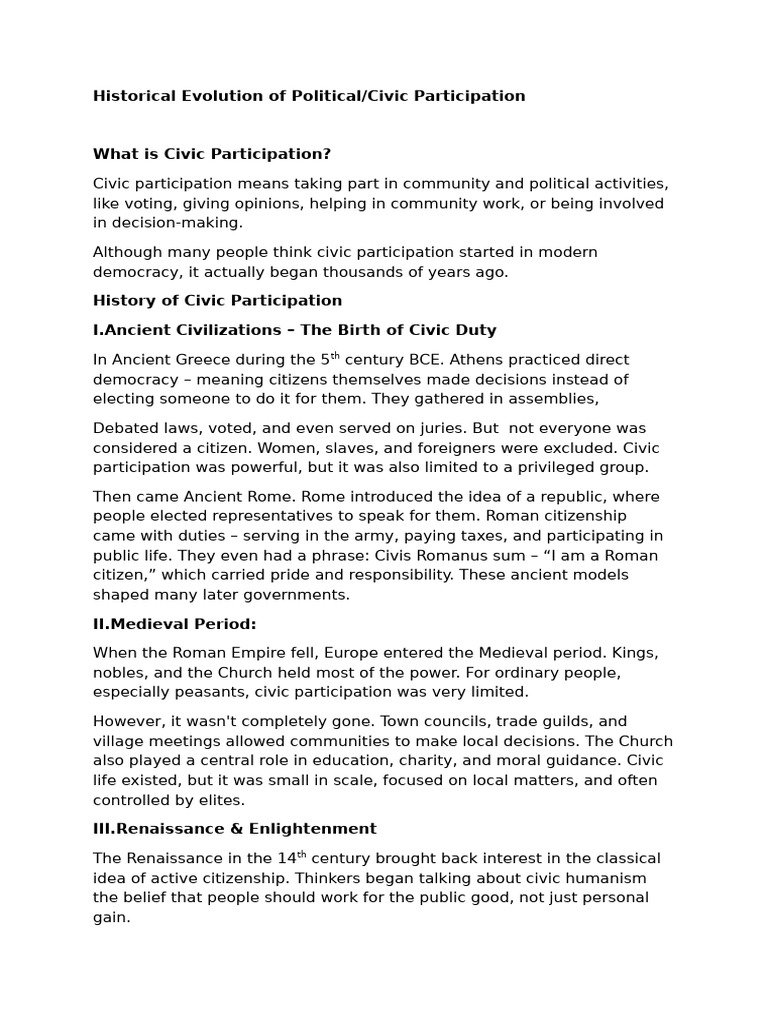 Civic - Political Participation | PDF | Citizenship | Age Of Enlightenment