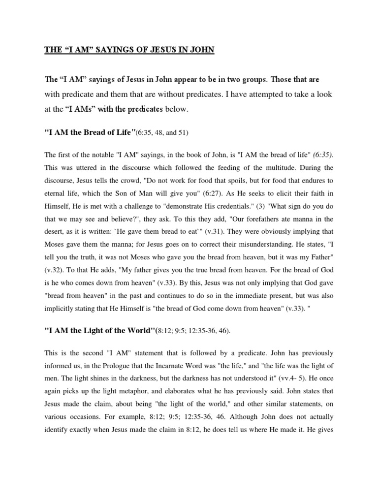 The I AMs | PDF | Gospel Of John | Jesus