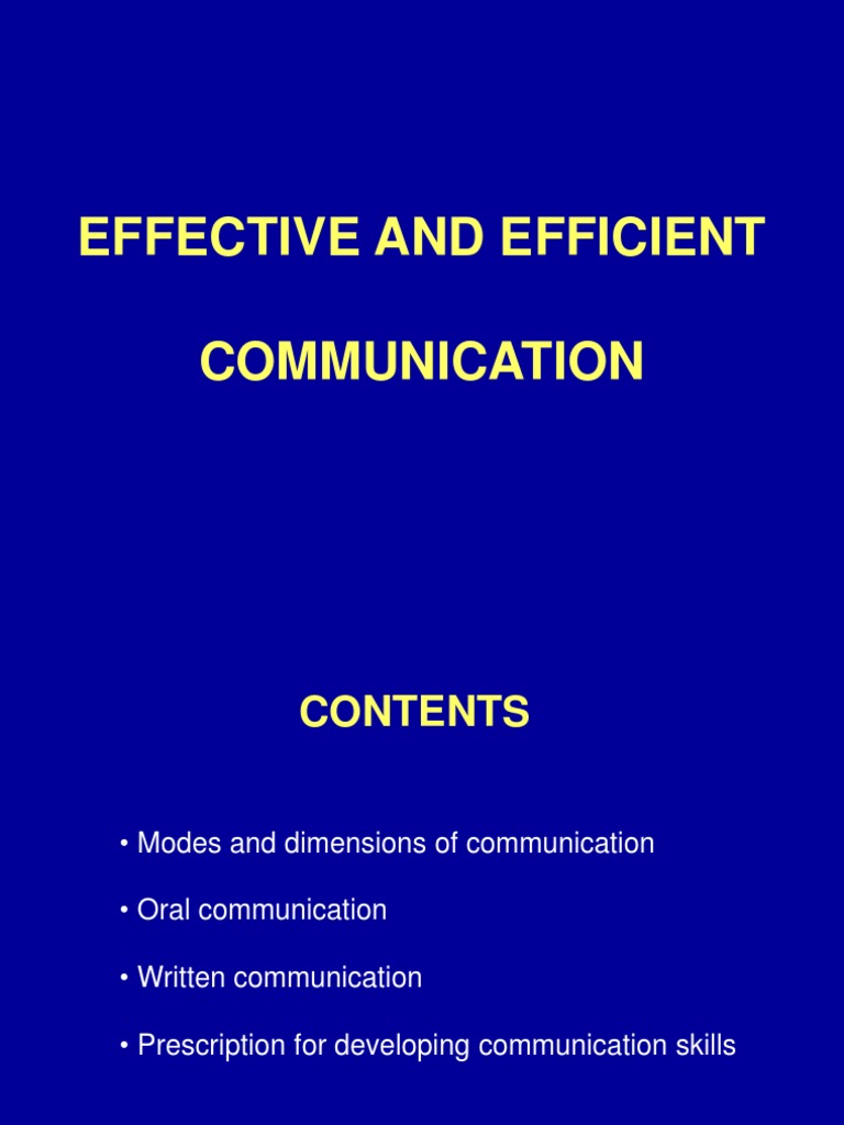 Effective and Efficient Communication | PDF | Nonverbal Communication ...