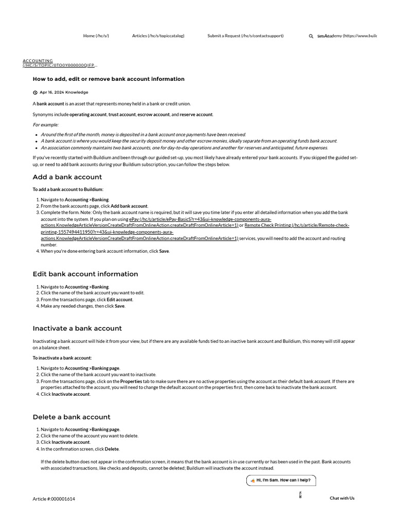 How To Add, Edit or Remove Bank Account Information | PDF | Banks ...