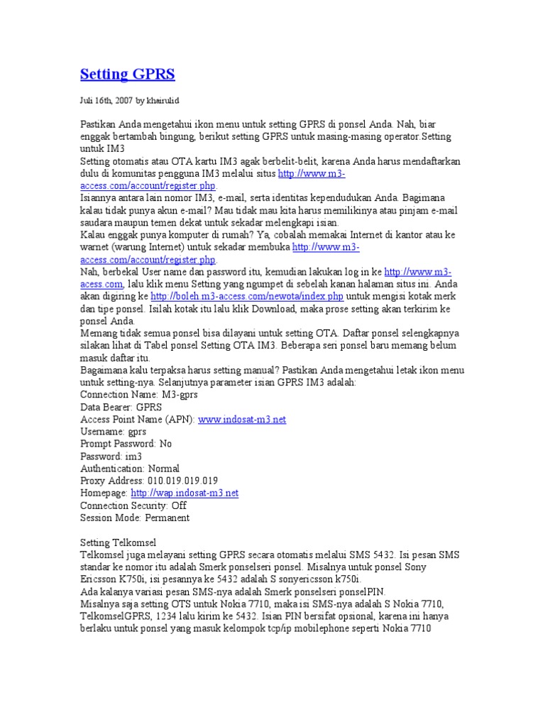 Setting GPRS | PDF
