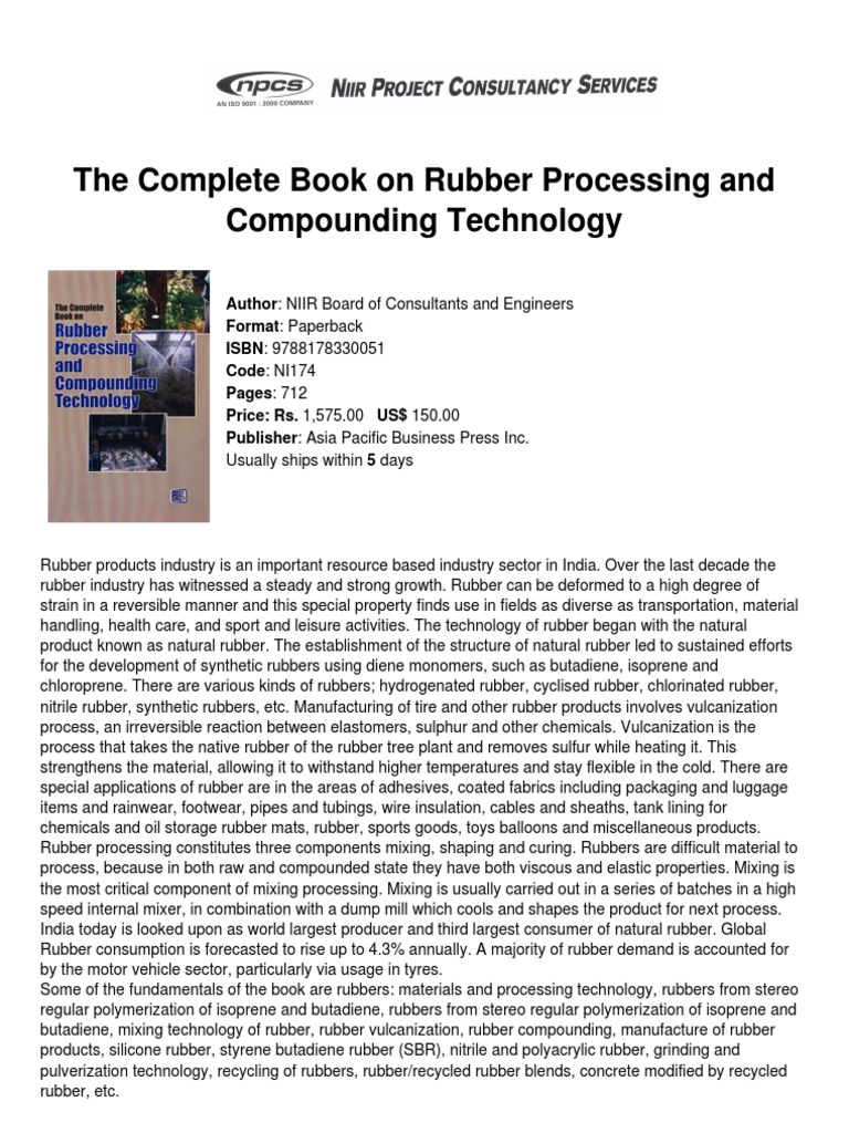 The Complete Book On Rubber Processing and Compounding Technology | PDF ...