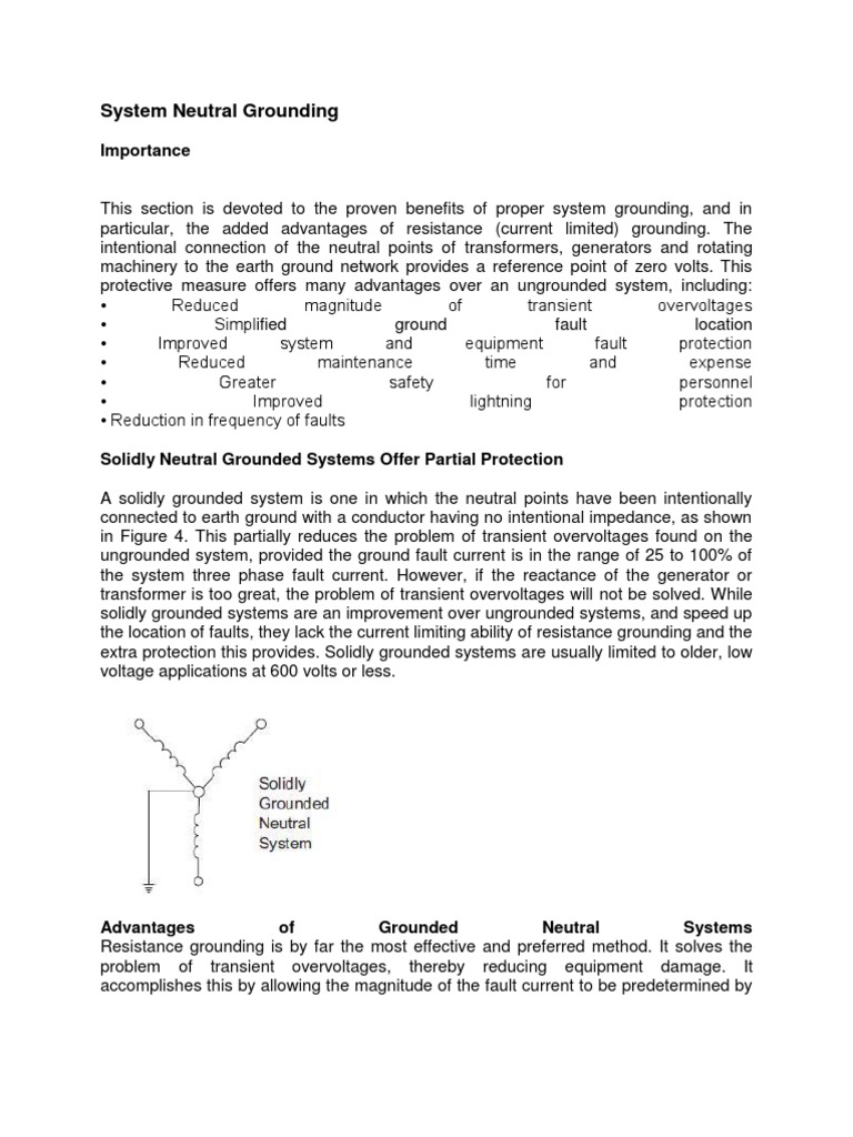 System Neutral Grounding | PDF | Resistor | Electrical Resistance And ...