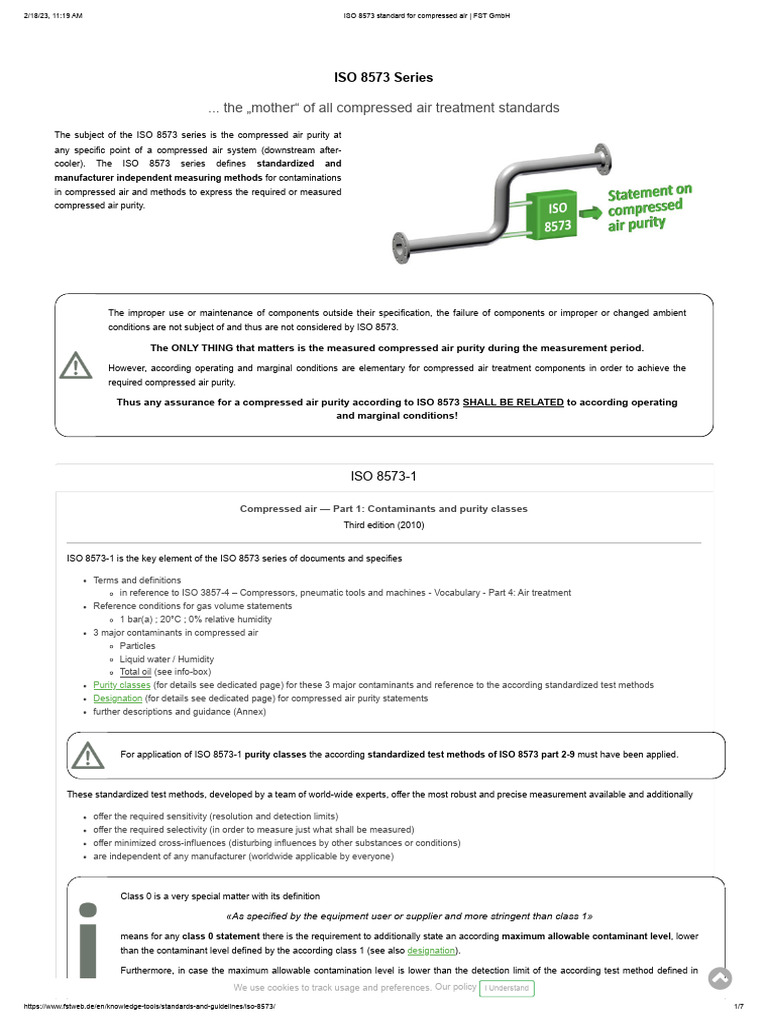 ISO 8573 Standard For Compressed Air | PDF | Gas Chromatography | Humidity