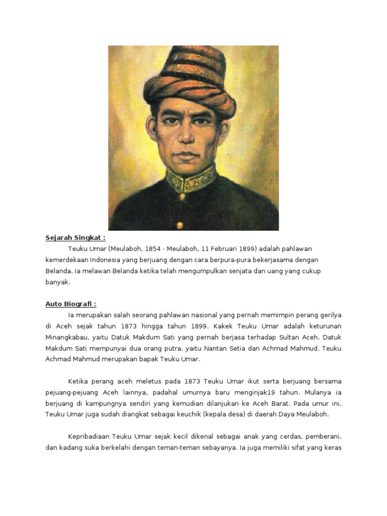 Sejarah Singkat Teuku Umar | PDF