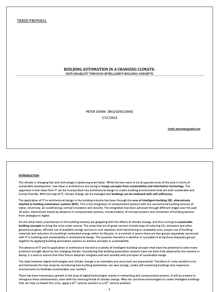 Thesis Proposal: Building Automation in A Changing Climate | PDF ...