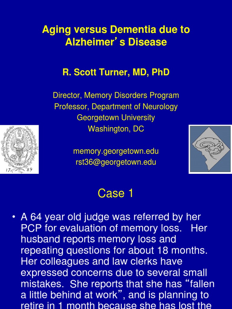 Aging Versus Dementia Due To Alzheimer's Disease | PDF | Dementia ...