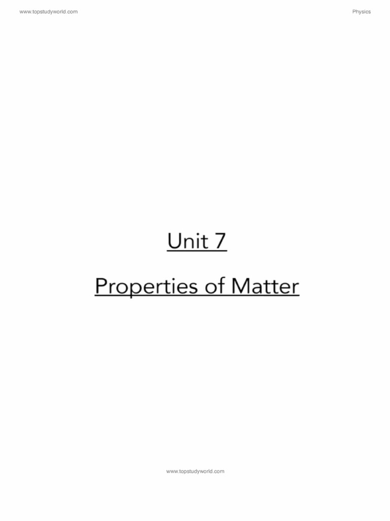 Class 9 Notes Physics Punjab Board CH 7 Properties of Matter 2 | PDF