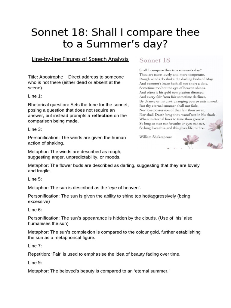 Sonnet 18 Analysis | PDF