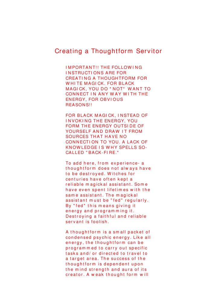 Creating A Thoughtform Servitor | PDF | Chakra | Magic (Paranormal)