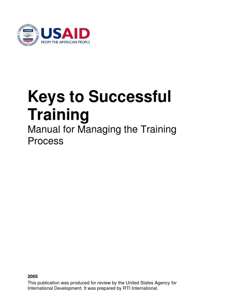 Keys To Successful Training: Manual For Managing The Training Process ...