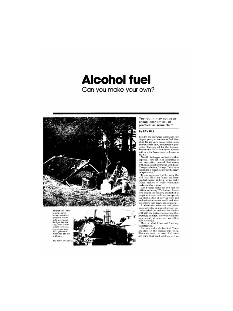 Alcohol Fuel (Making Your Own) | PDF