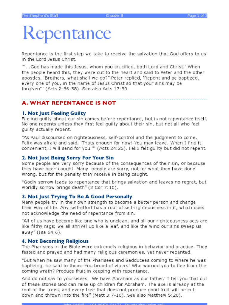 08 Repentance | PDF | Repentance | Sin