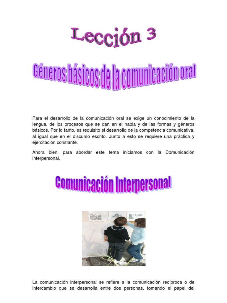 3.géneros de La Comunicación Oral | PDF | Conversacion | Comunicación
