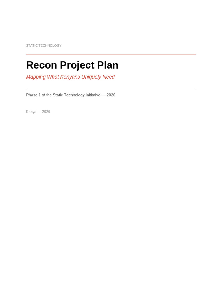 02 Recon Project Plan | PDF | Kenya