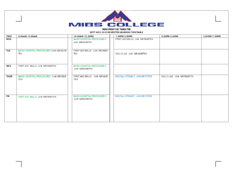 Learning Timetable Jan-march.2026-Perioperative[1] Phoenix | PDF