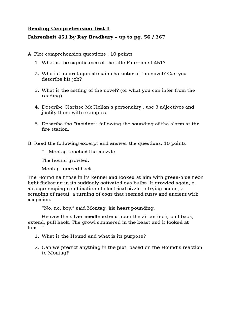 Reading Comprehension Test 1 | PDF