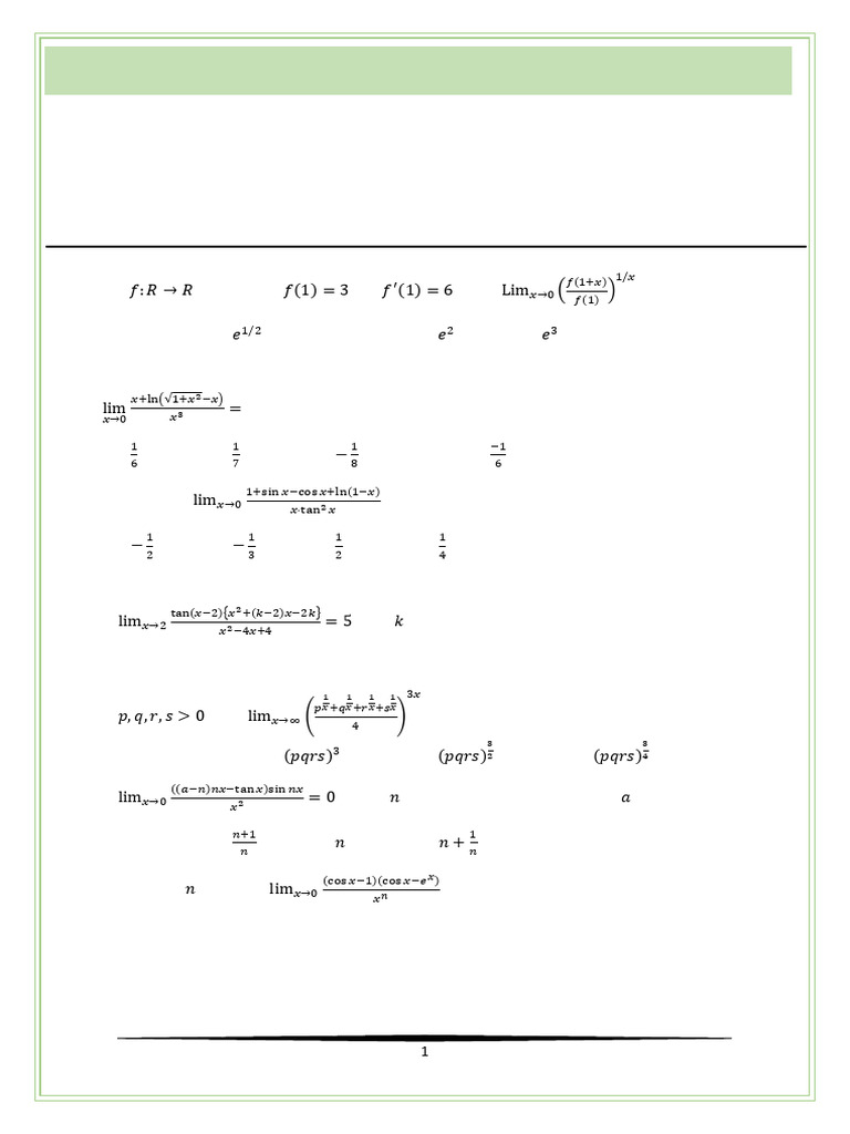 C25 MATHS -Practice Sheet Limits | PDF | Mathematical Concepts ...