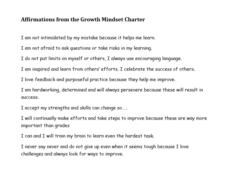 Growth Mindset Affirmations | PDF